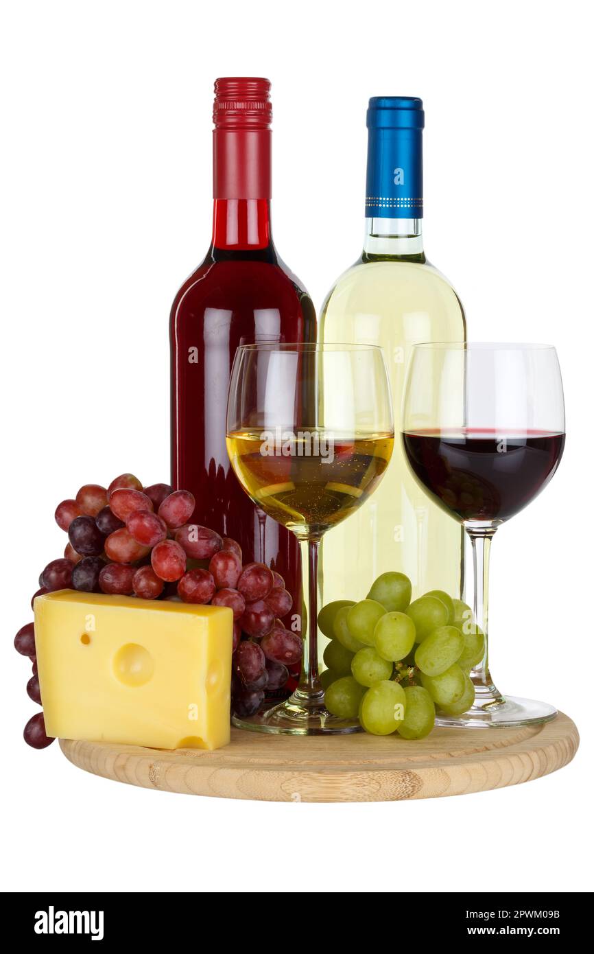 Red wines wine cheese portrait format isolated on a white background ...