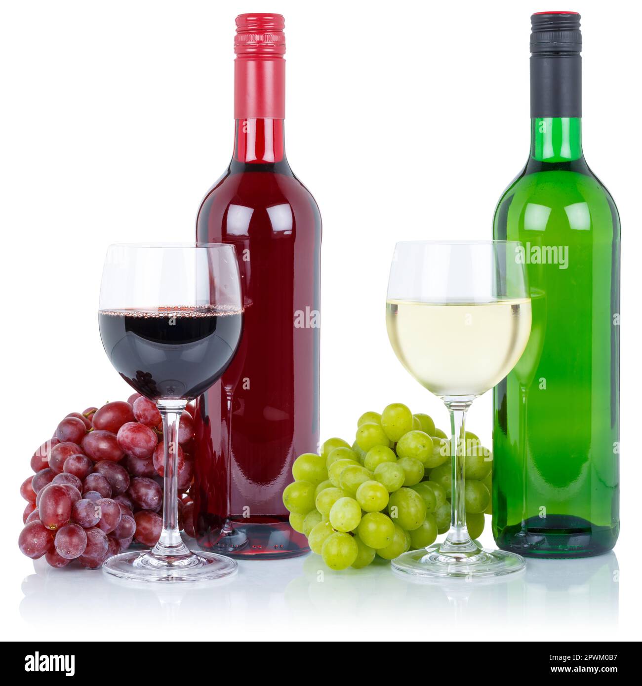 Wine wines bottle glass alcohol beverage grapes square isolated on a ...