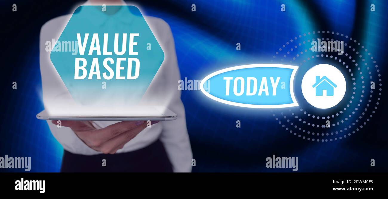 Handwriting text Value Based, Word for Considering the product worth in ...