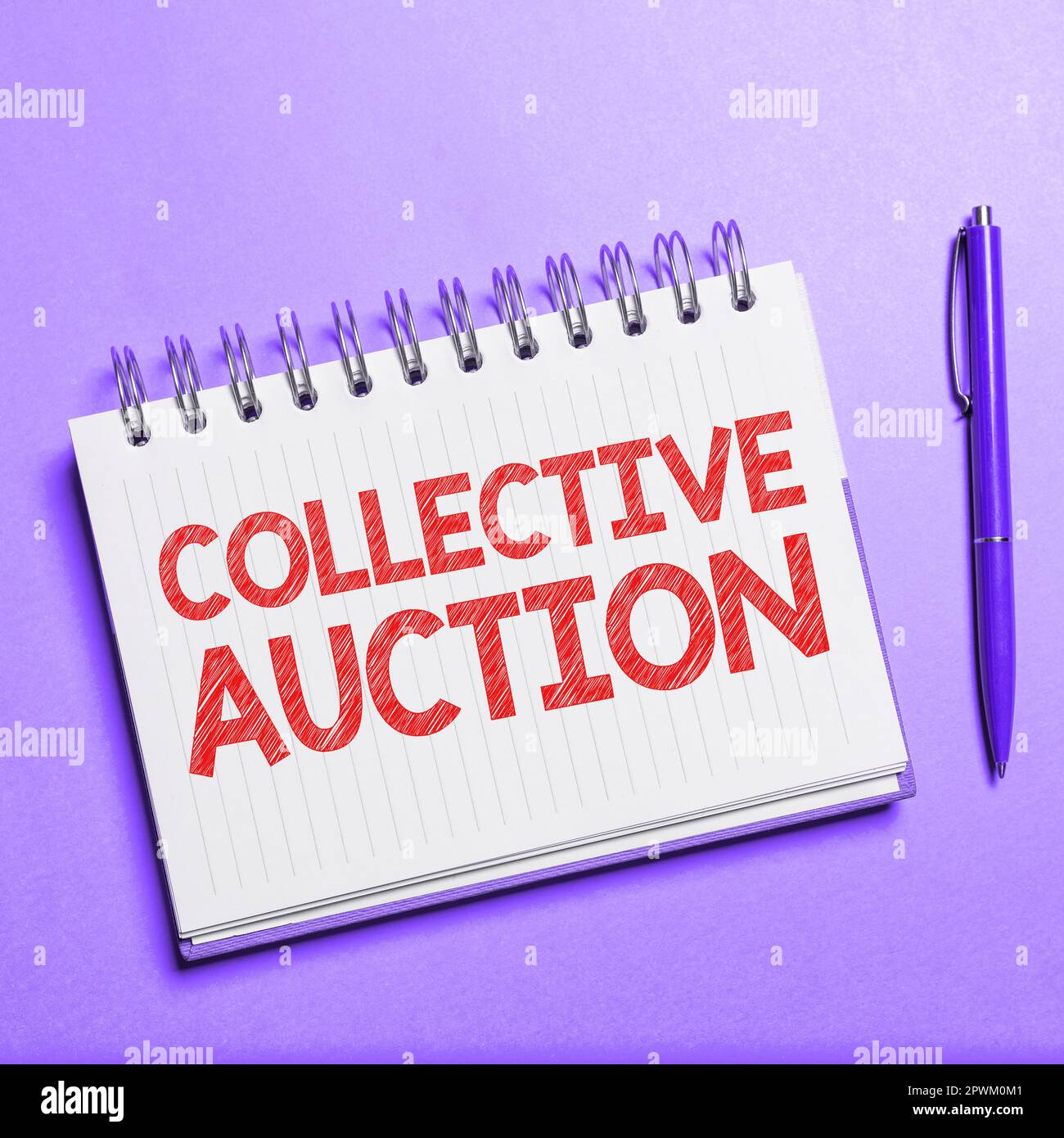 Sign displaying Collective Auction, Word Written on Gathering and ...