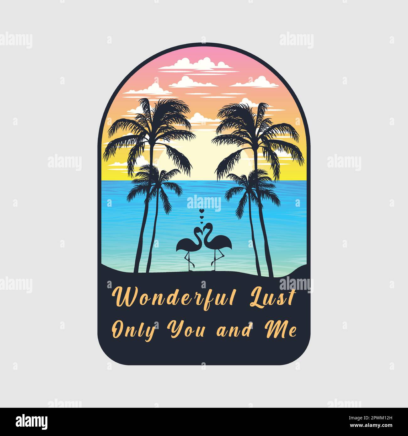 Wonderful Lust Only You And Me Summer Theme Illustration Editable Resizable Eps 10 Vector