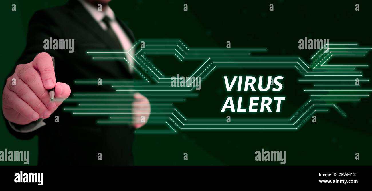 Conceptual caption Virus Alert, Business concept message warning of a ... Conceptual caption Virus Alert, Business concept message warning of a ...