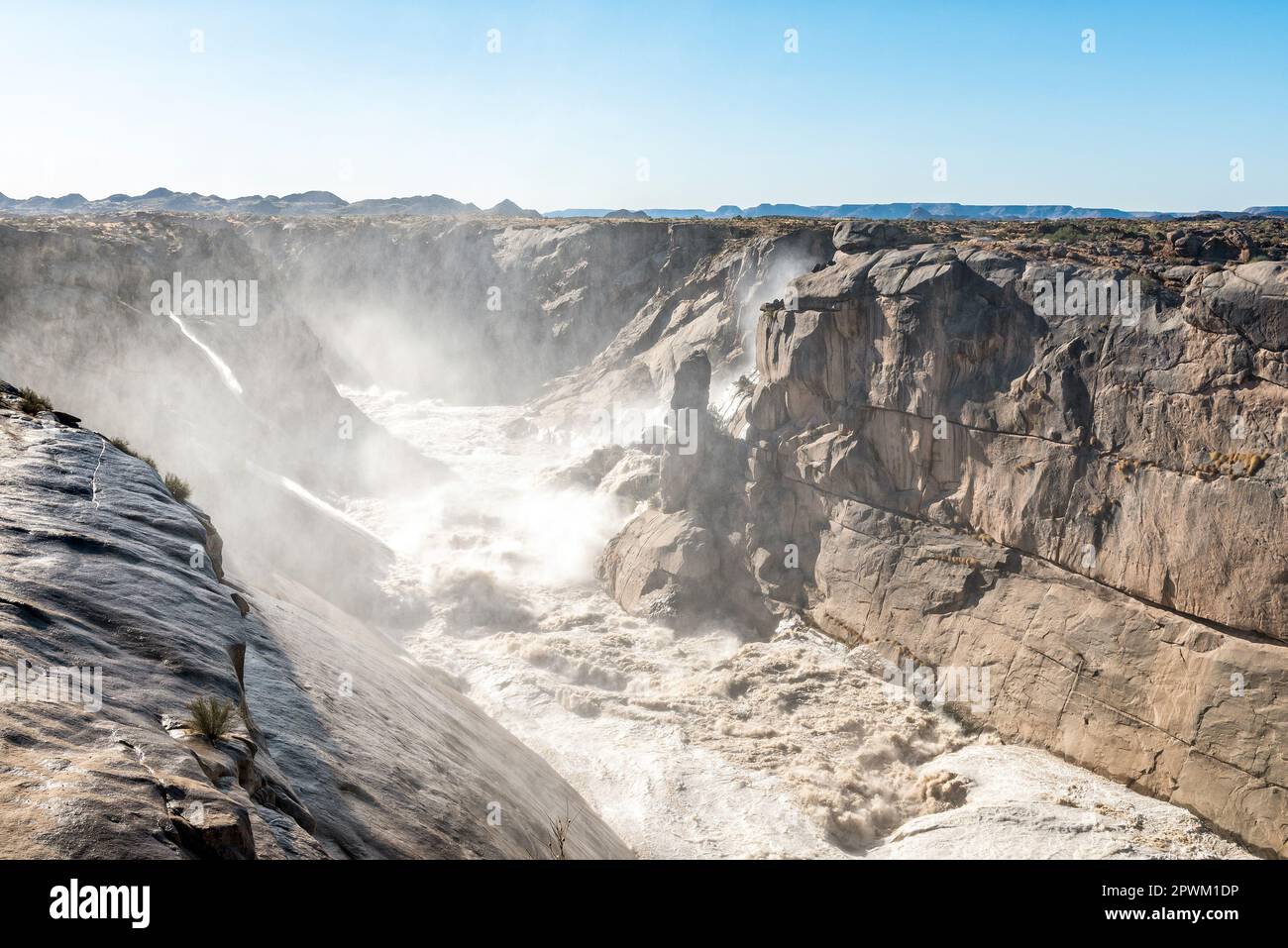 The Augrabies Falls ravine downstrean of the western most viewpoint ...