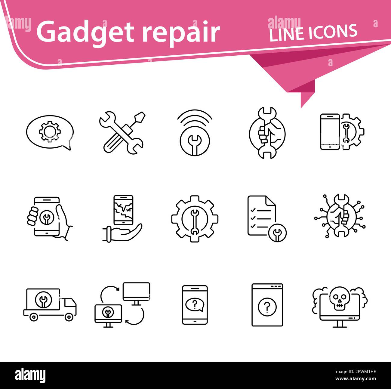 Gadget repair line icon set Stock Vector Image & Art - Alamy