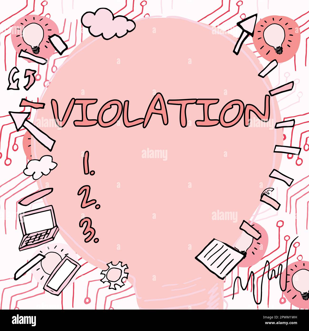 Handwriting text Violation, Word Written on an infringement of ...