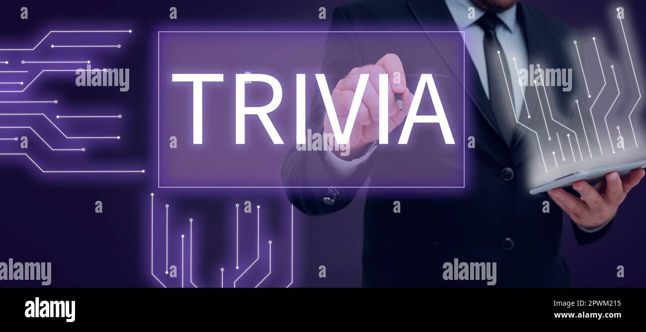 Text caption presenting Trivia, Concept meaning details considerations ...