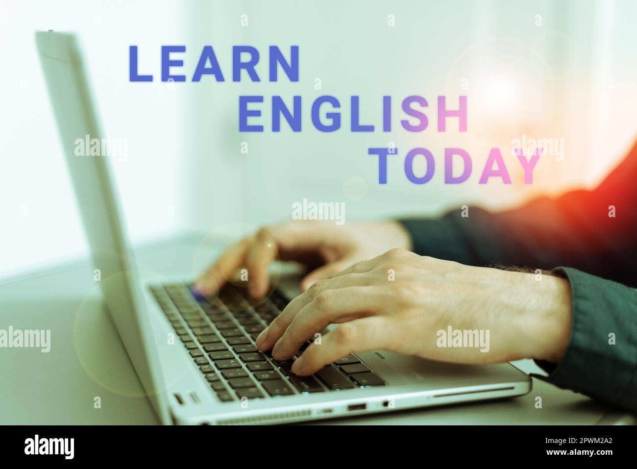 Text showing inspiration Learn English Today, Word Written on gain or ...