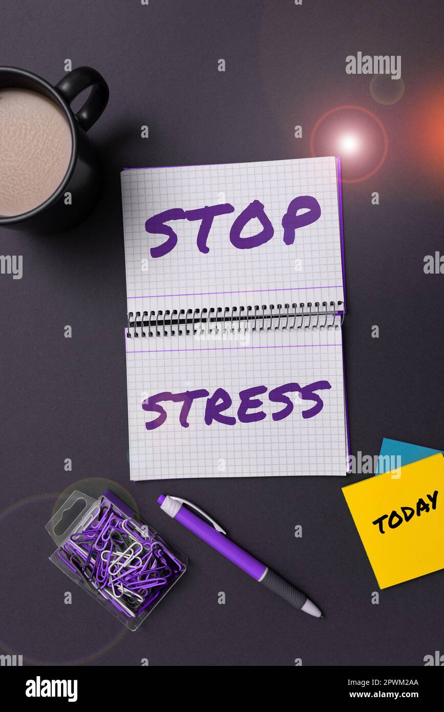 Inspiration showing sign Stop Stress, Word Written on Seek help Take ...