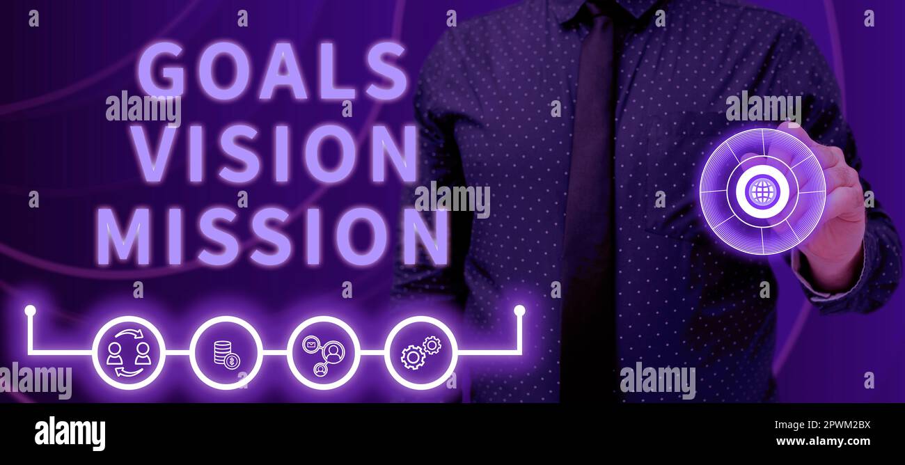 Hand writing sign Goals Vision Mission, Internet Concept practical ...