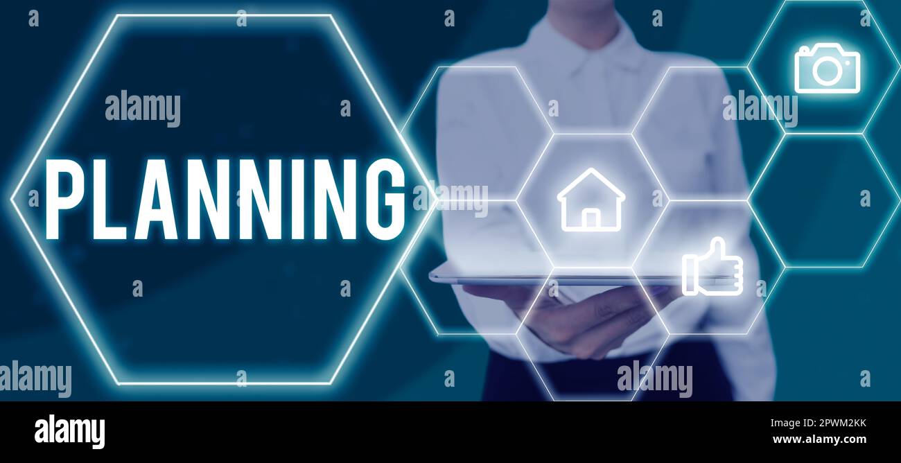 Text showing inspiration Planning, Business overview process of ...