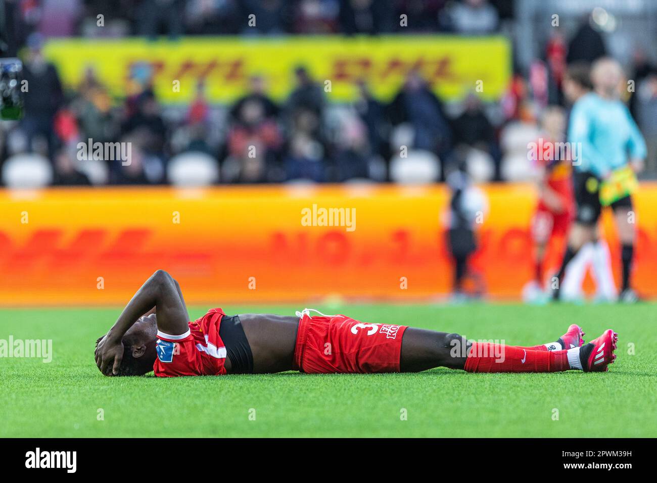Farum, Denmark. 30th Apr, 2023. Ibrahim Osman (32) of FC Nordsjaelland ...
