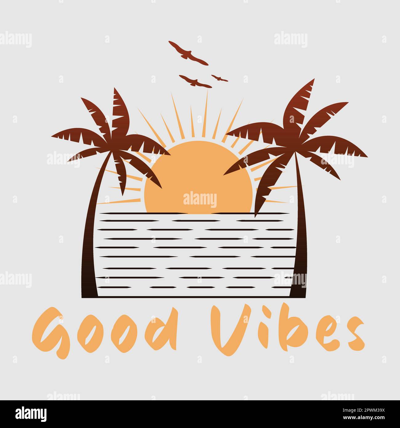 Good Vibes. Summer theme illustration. Editable, resizable, EPS 10 ...