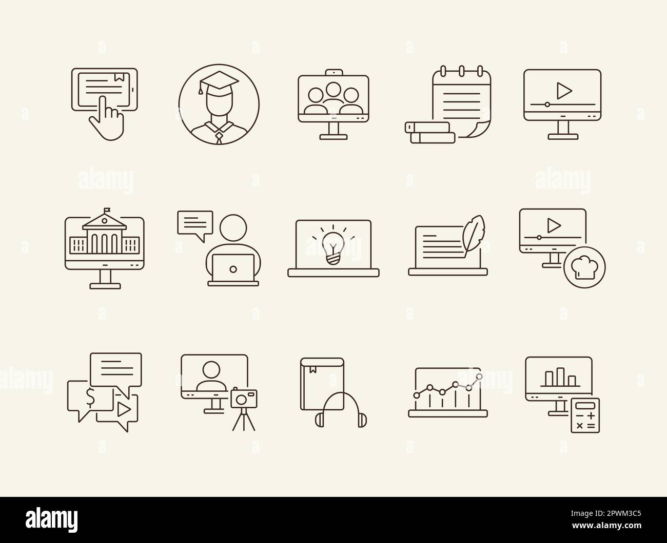 Digital course line icon set Stock Vector Image & Art - Alamy