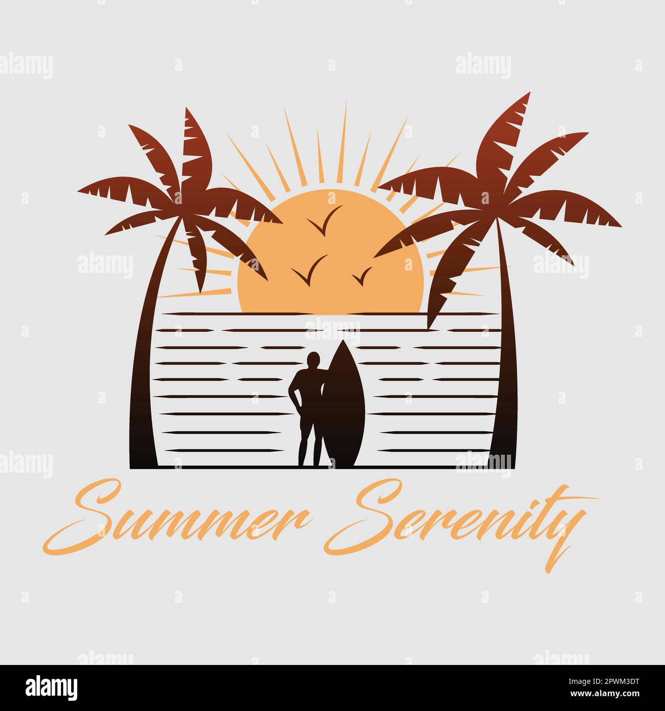 Summer serenity. Summer theme illustration. Editable, resizable, EPS 10 ...