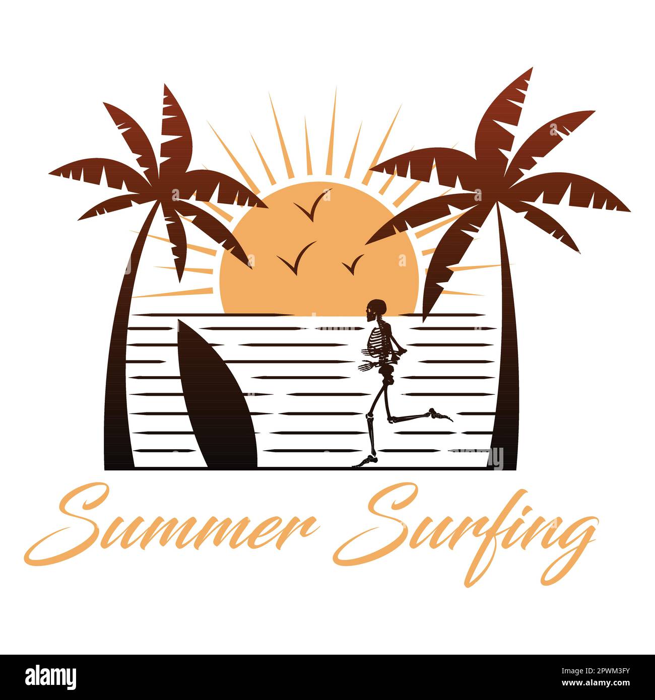 Summer surfing. Summer theme illustration. Editable, resizable, EPS 10 ...