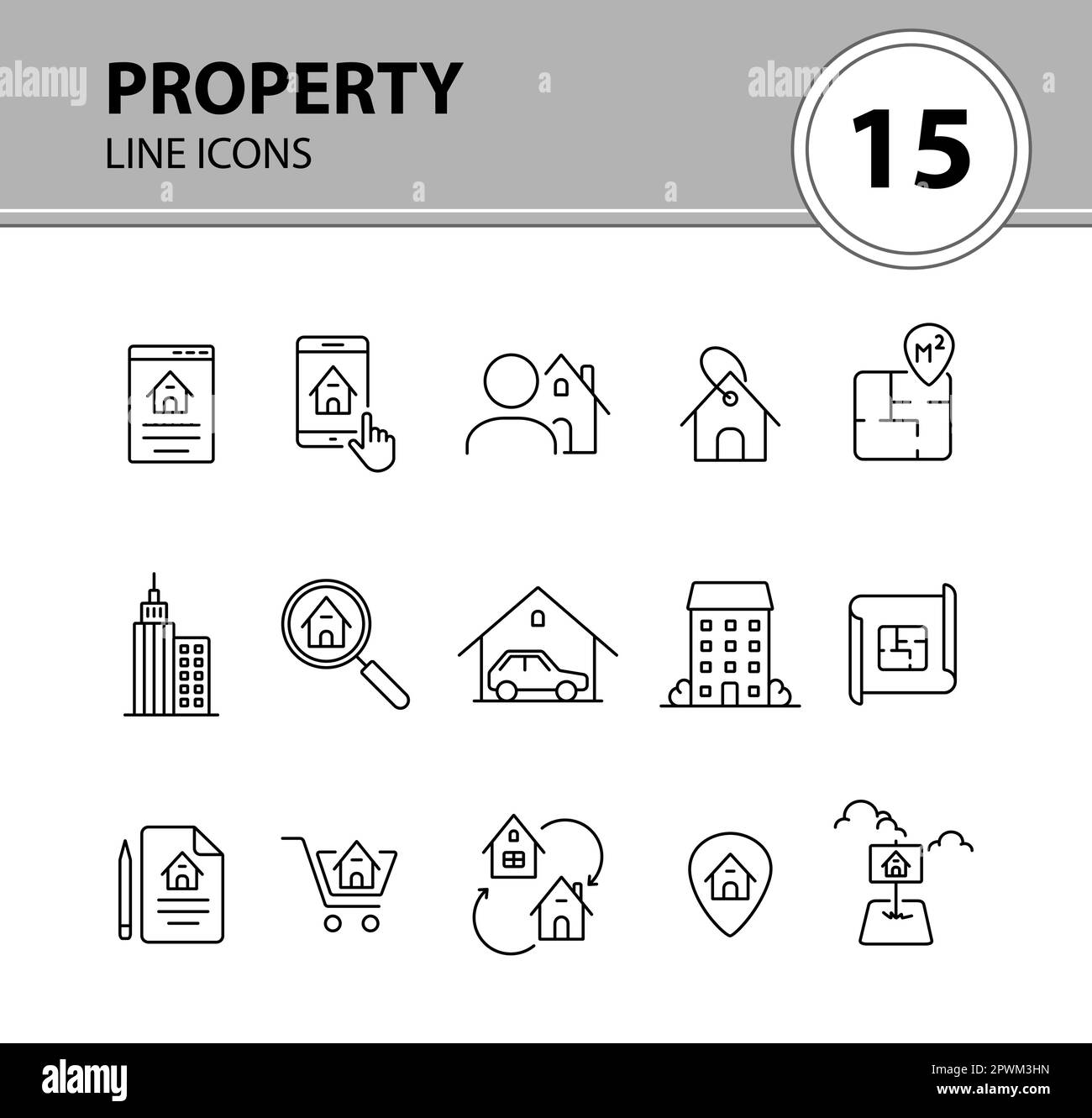 Property line icon set Stock Vector Image & Art - Alamy