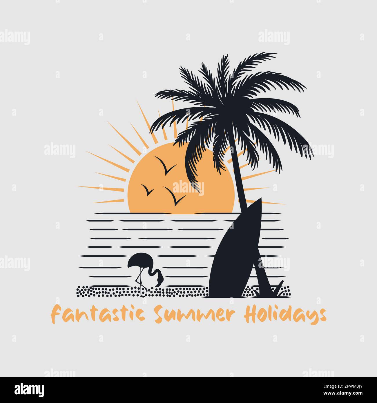 Fantastic summer holidays. Summer theme design illustration. Editable ...