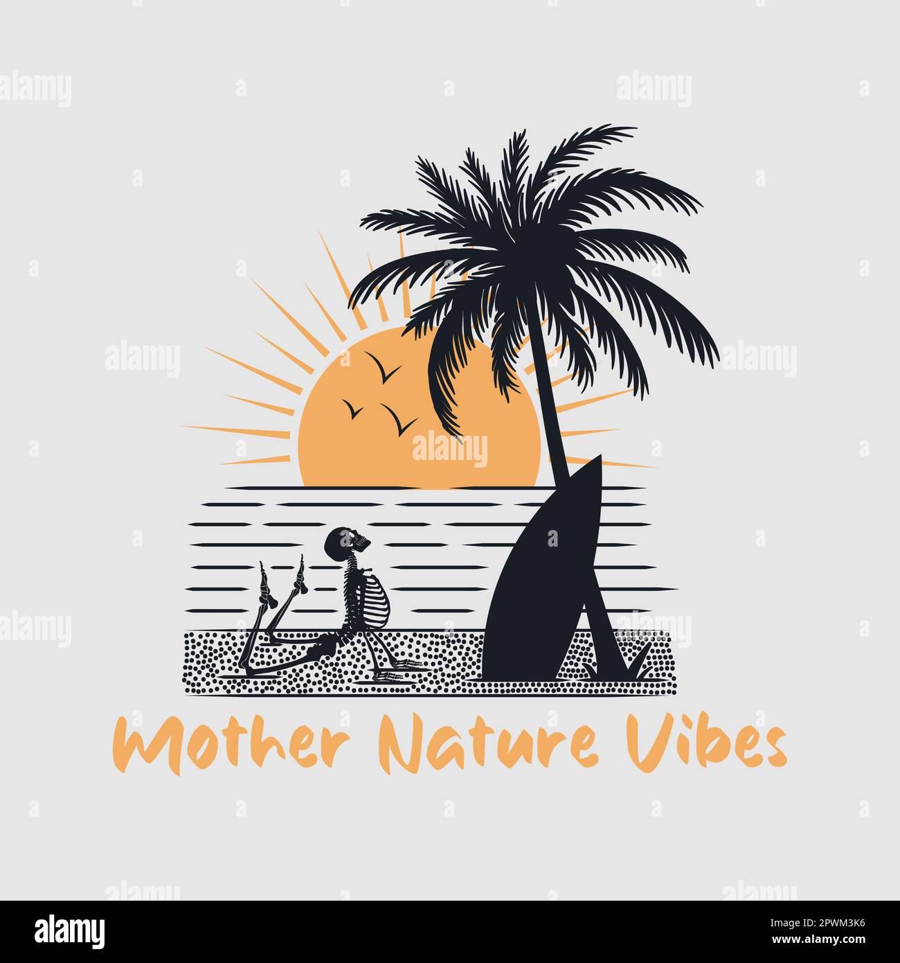 Mother nature vibes. Summer theme design illustration. Editable ...