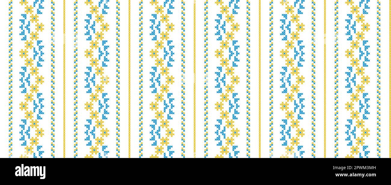 Ukrainian vector seamless fashion pattern. Decoration in blue and ...