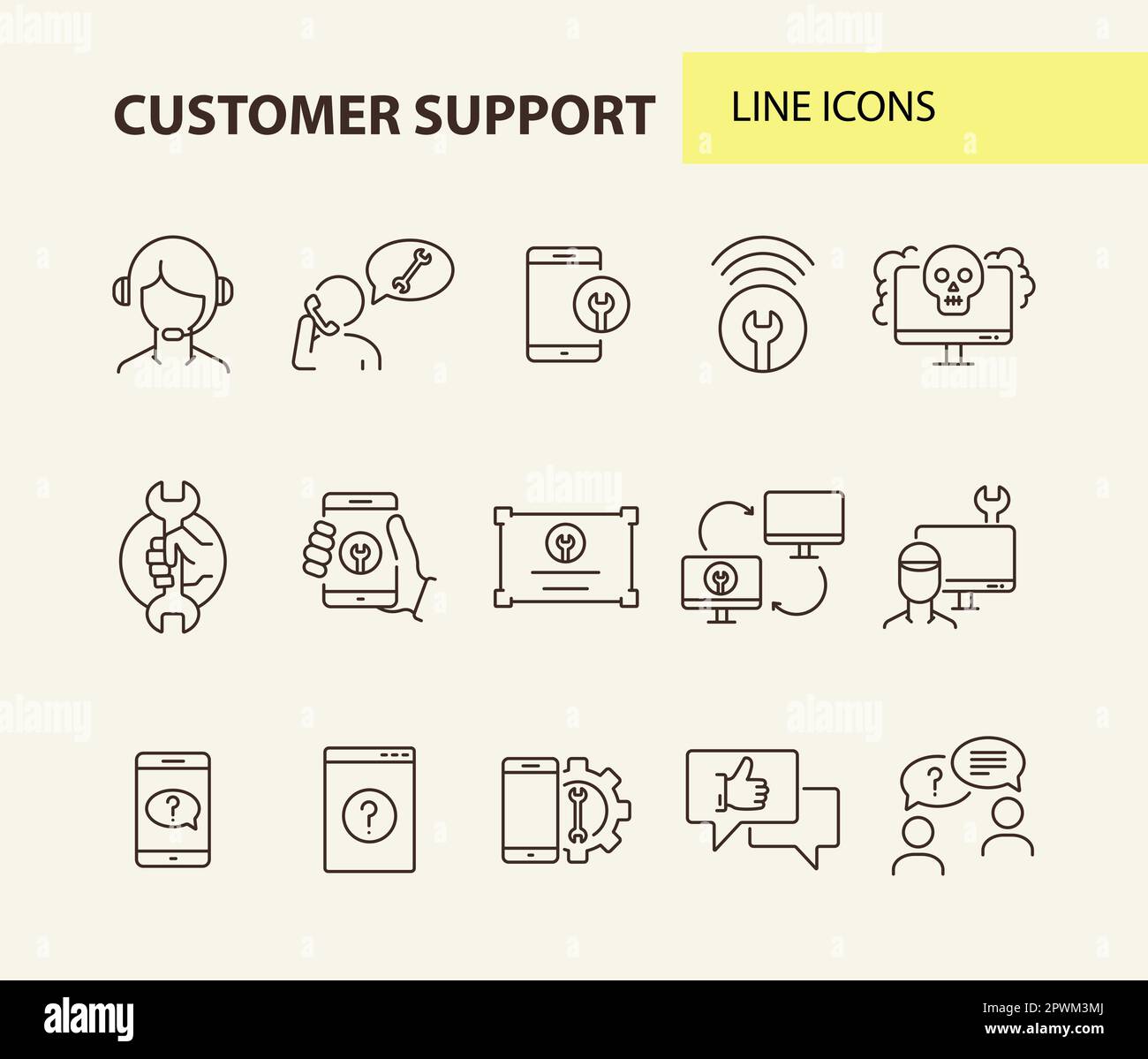 Customer support line icon set Stock Vector Image & Art - Alamy