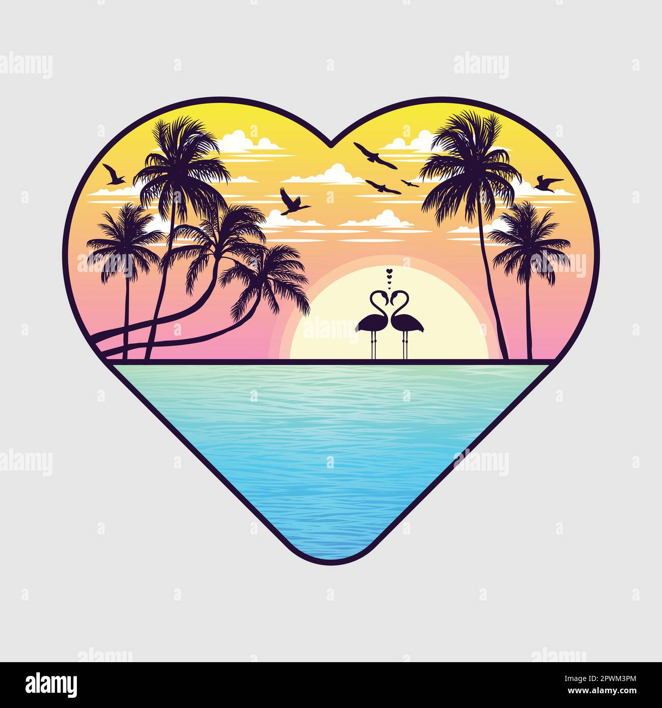 Summer love on the beach design illustration. Editable, resizable, EPS ...