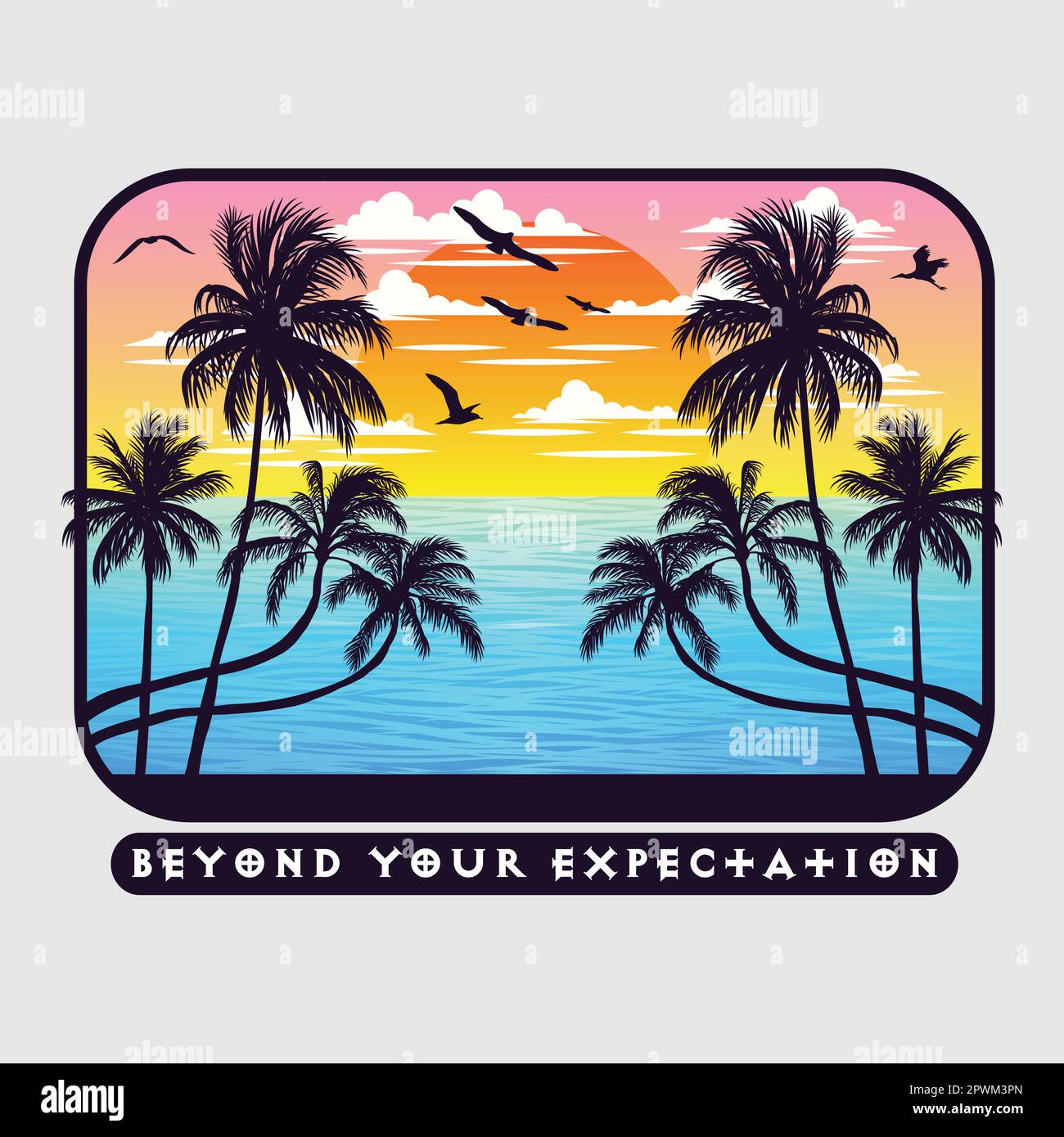 Beyond your expectation, ocean panorama landscape design illustration ...