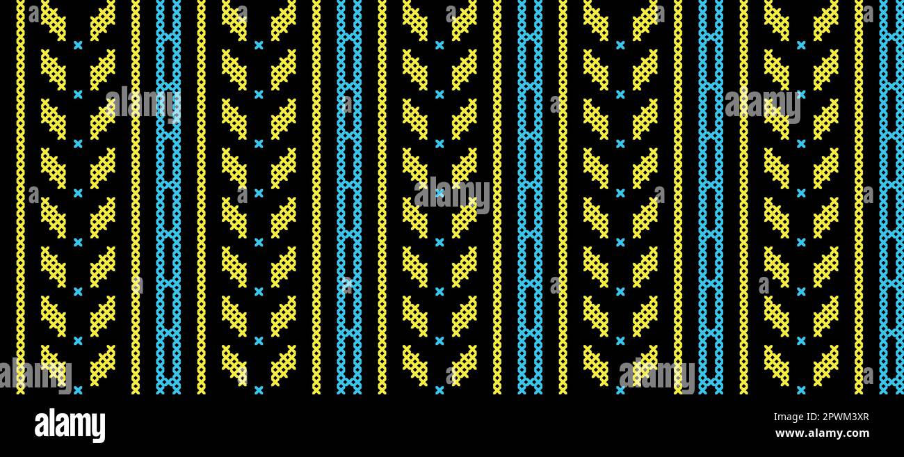 Ukrainian vector seamless fashion pattern. Decoration in blue and ...