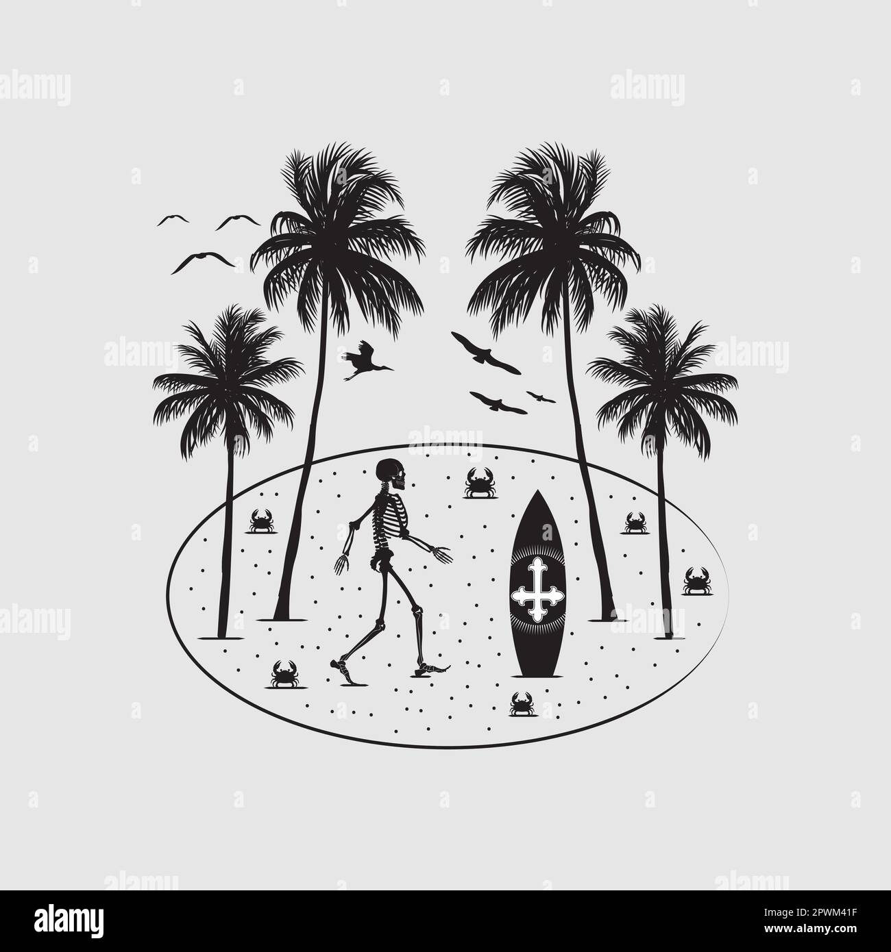 Ocean and beach panoramic landscape design. Editable, resizable, EPS 10 ...