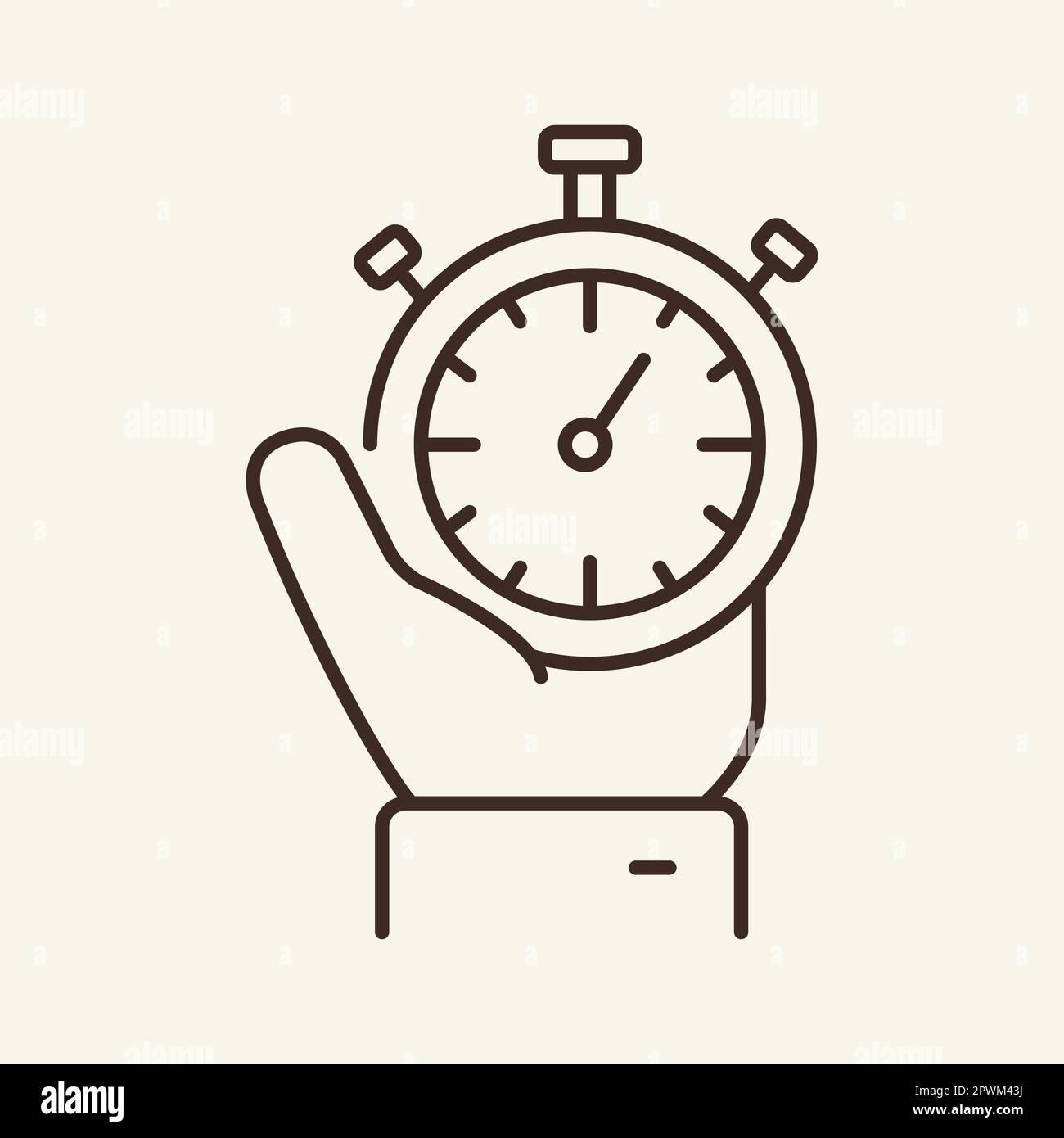 Stopwatch in hand line icon Stock Vector Image & Art - Alamy