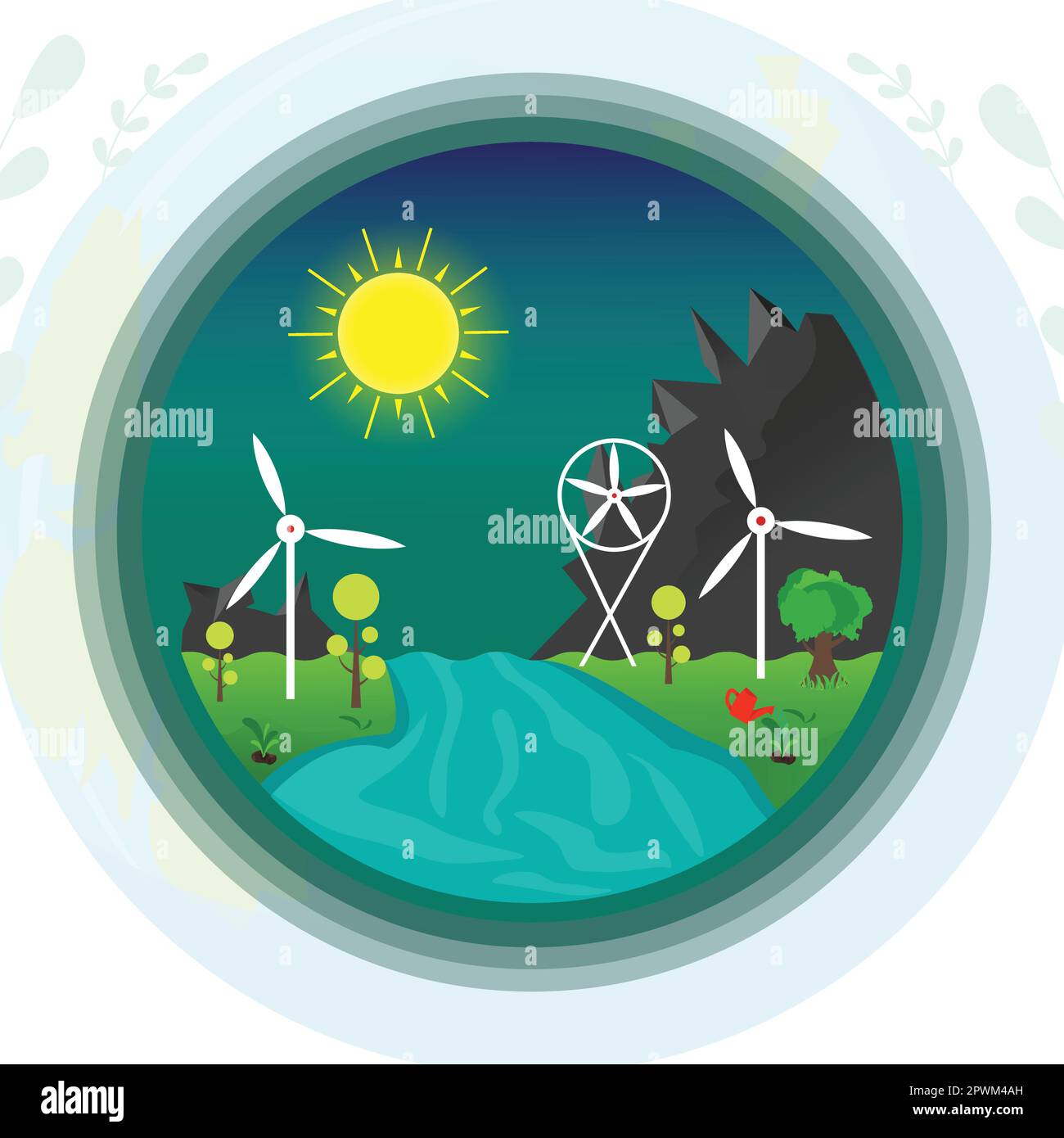 World Environment Day with Earth style paper and natural art concept ...