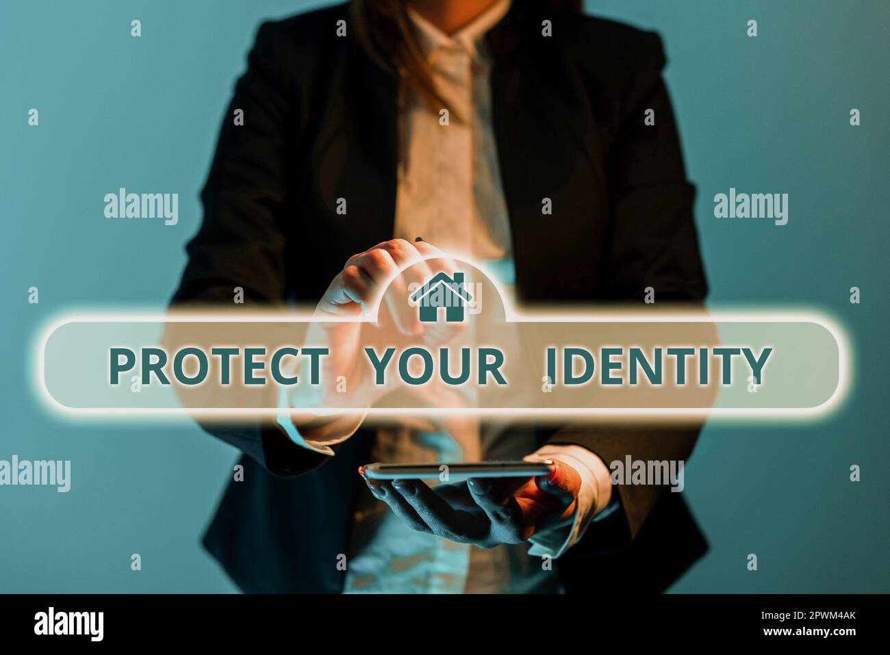 Conceptual caption Protect Your Identity, Business showcase enabling privacy on your social ...