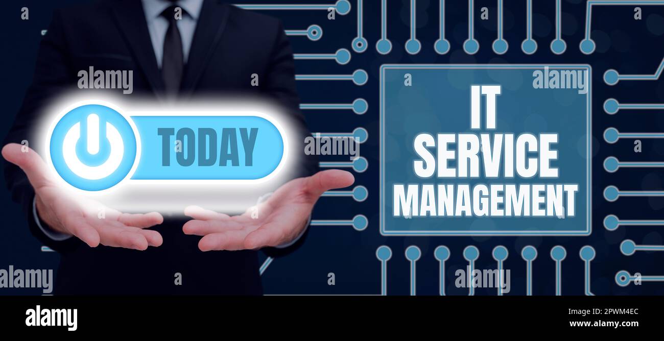 Conceptual caption It Service Management, Concept meaning the process of aligning enterprise IT ...
