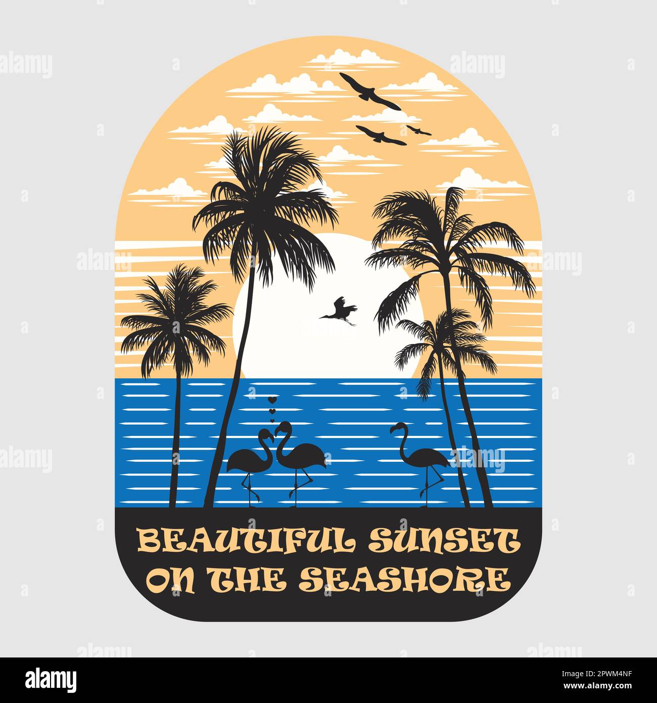 Ocean and beach panoramic landscape design. Editable, resizable, EPS 10 ...