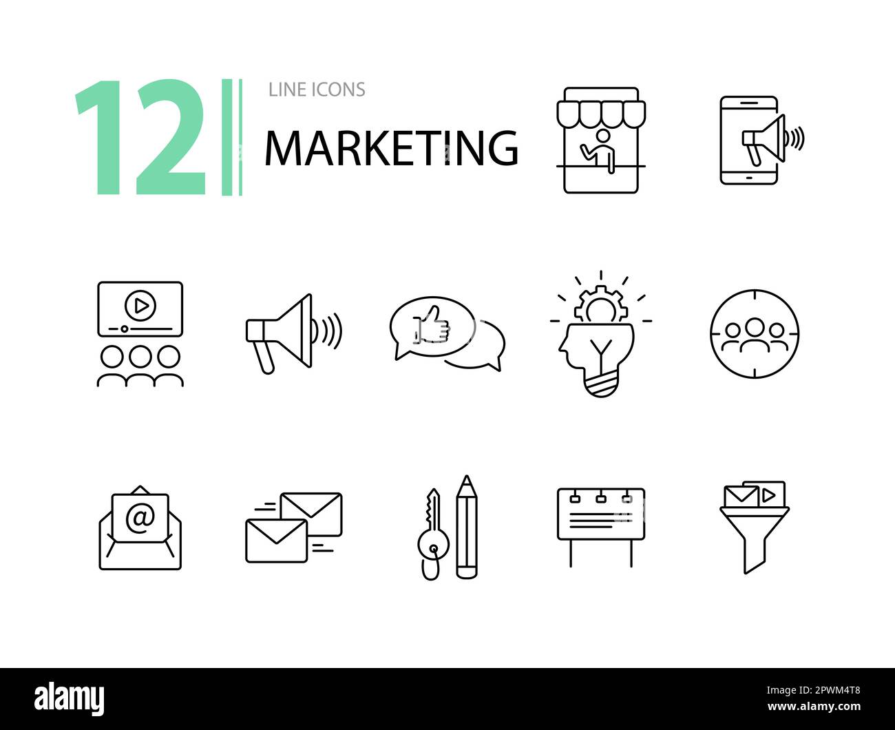 Marketing line icon set Stock Vector Image & Art - Alamy