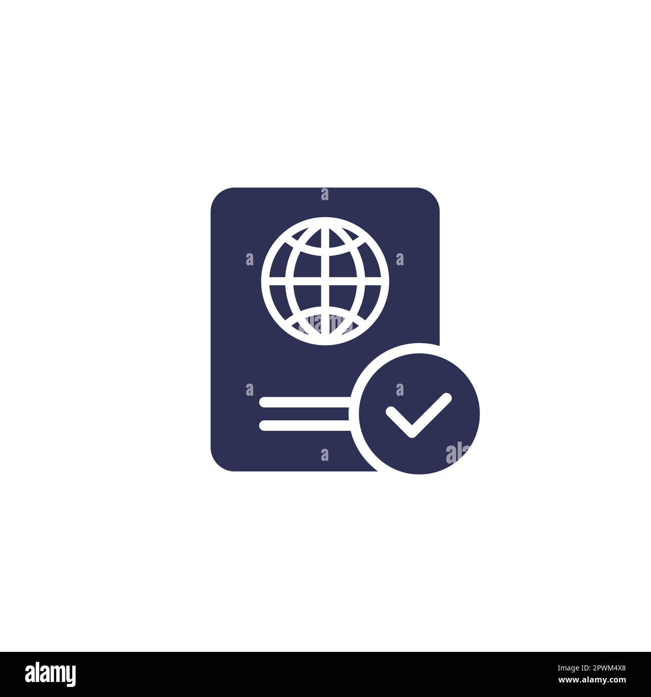 Passport control icon on white, vector pictogram Stock Vector Image ...