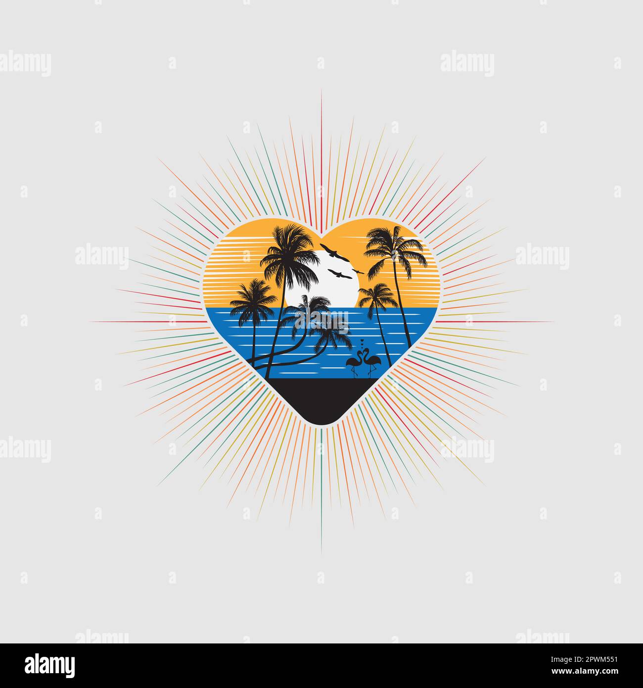 Ocean and beach panoramic landscape design. Editable, resizable, EPS 10 ...