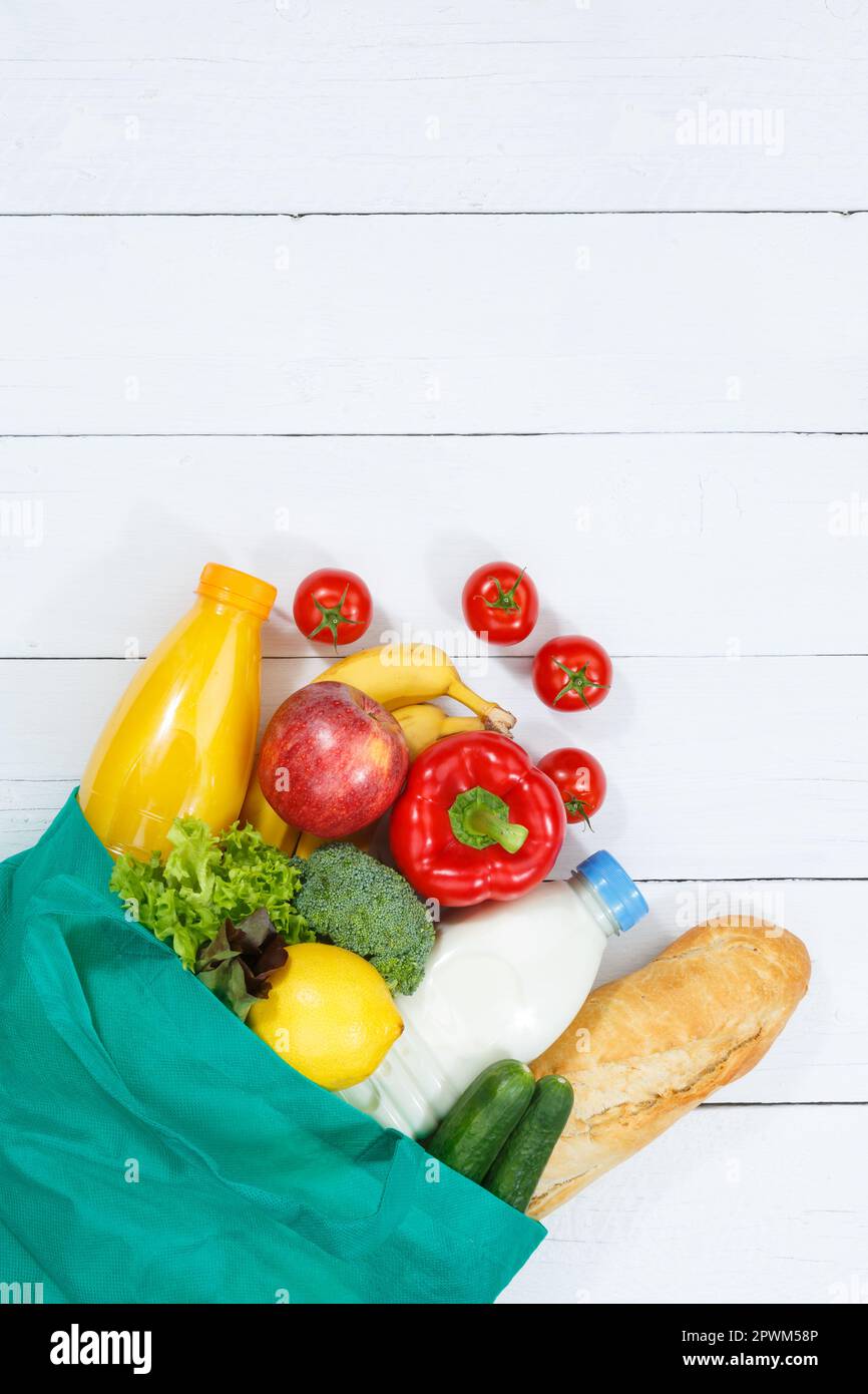 Purchase food purchases fruits and vegetables from above portrait ...