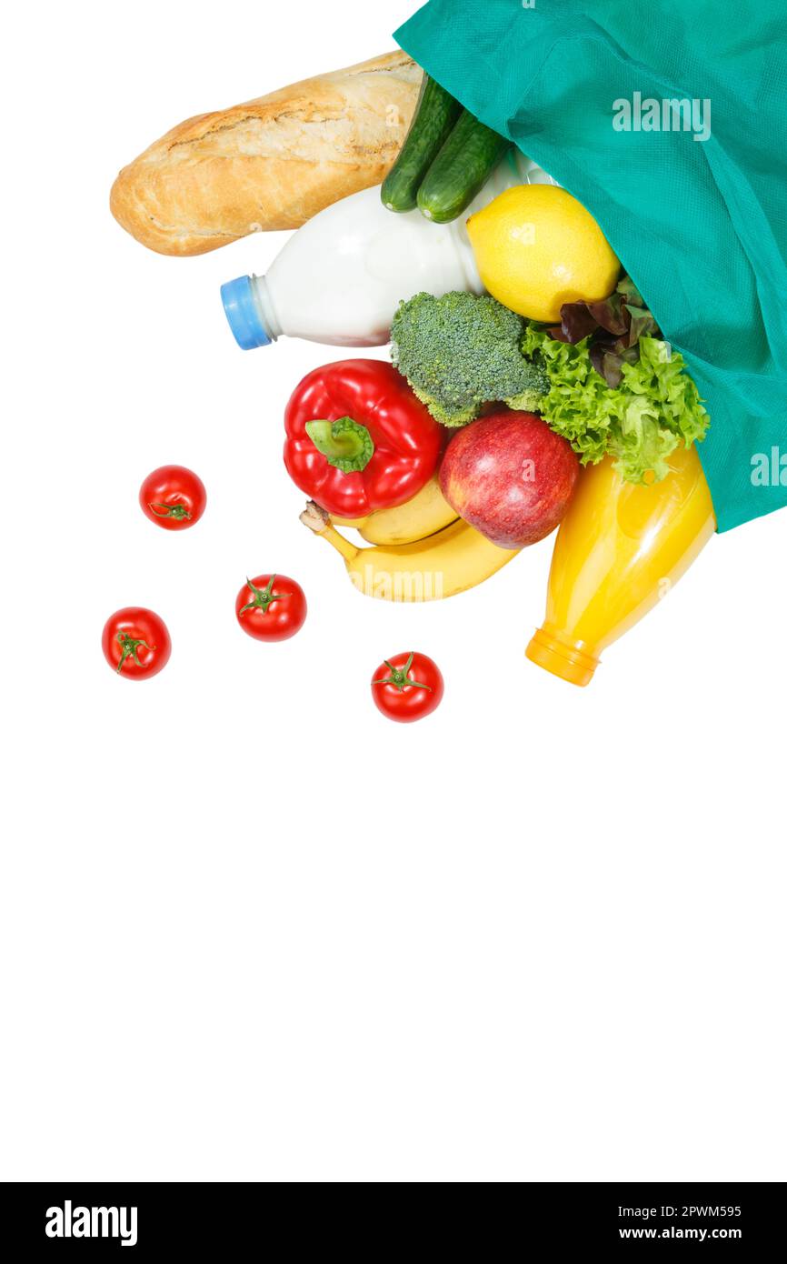 Purchase food purchases fruits and vegetables from above portrait ...