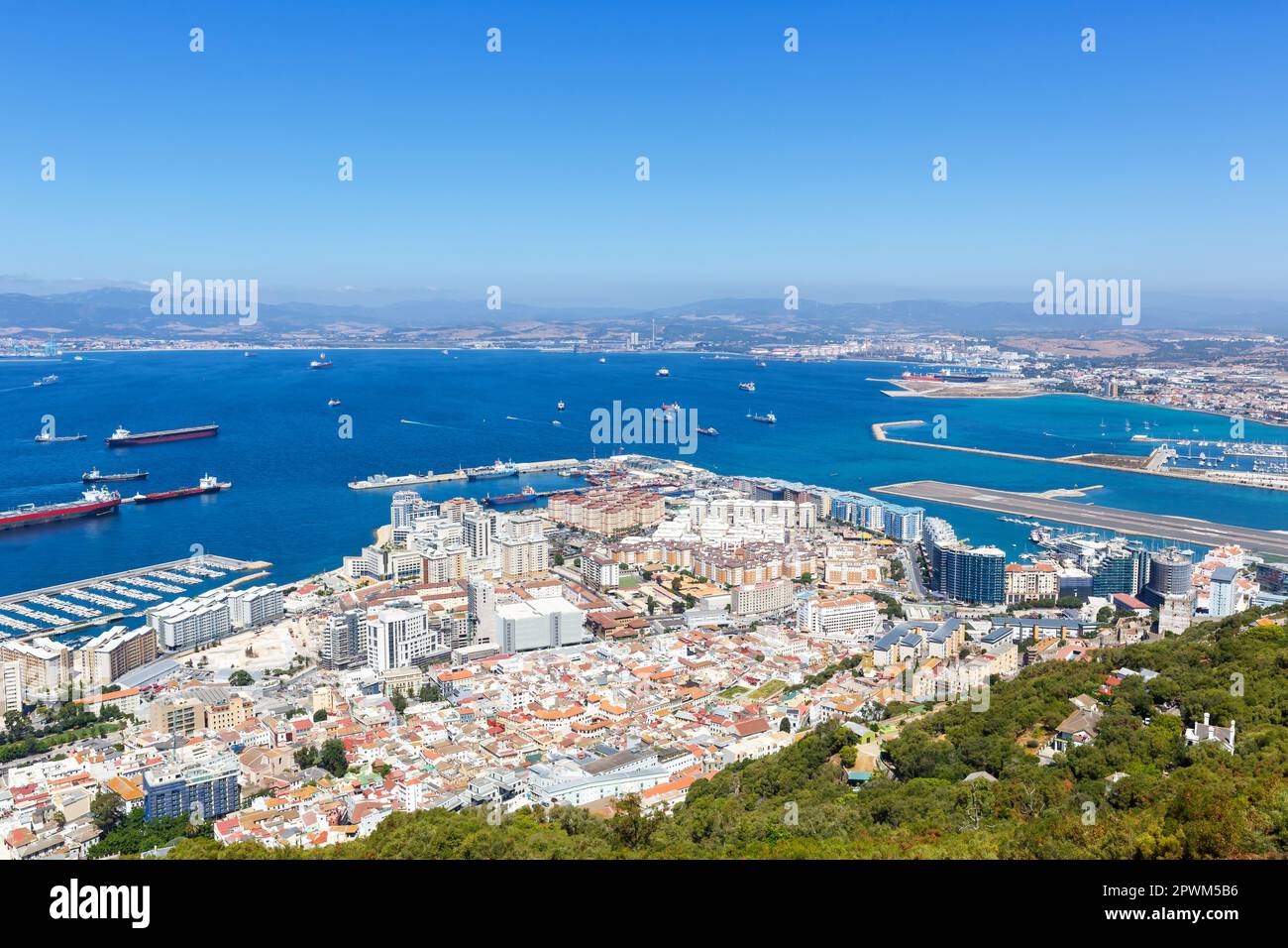 Gibraltar port Mediterranean Sea airport ships travel traveling town ...