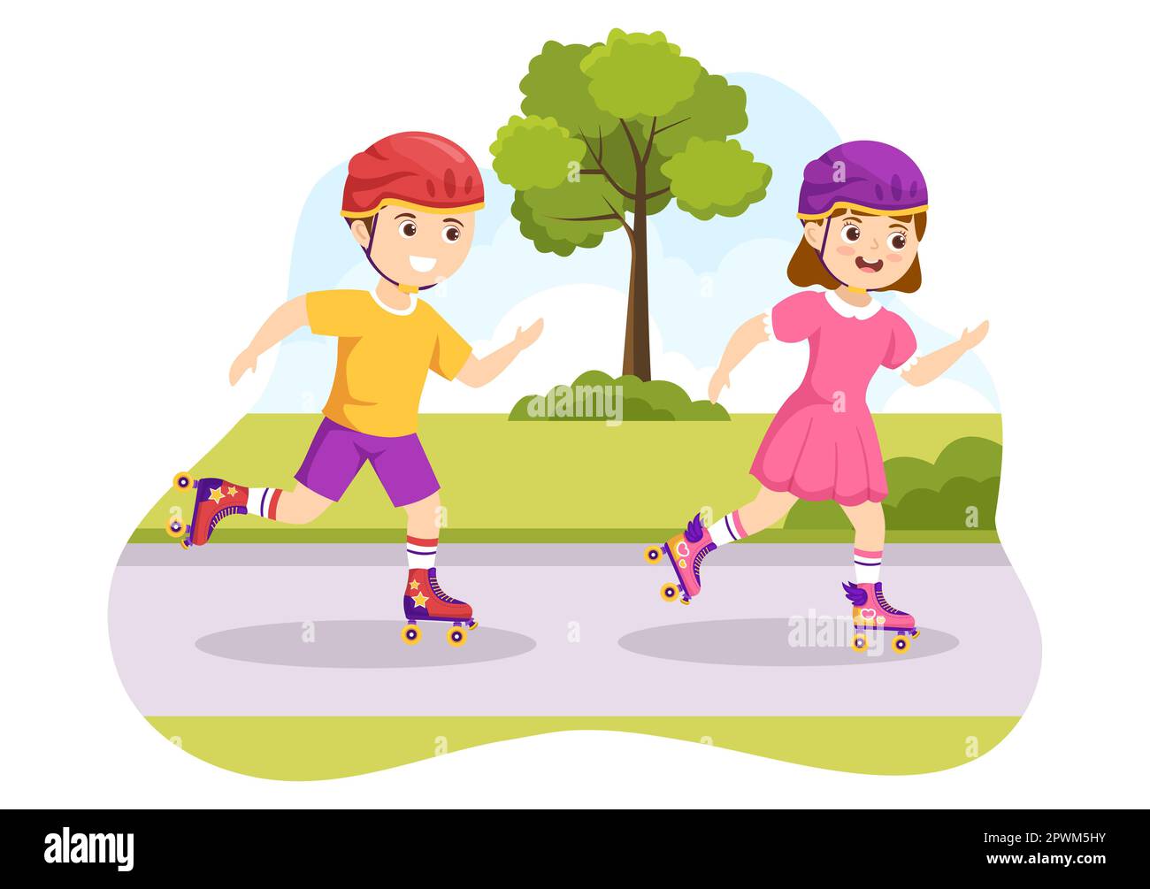 Kids Roller Skating Clip Art