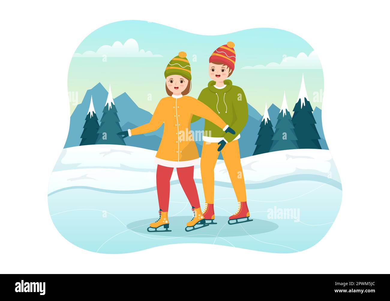 People Skating on Ice Rink Wearing Winter Clothes for Outdoor Activity ...