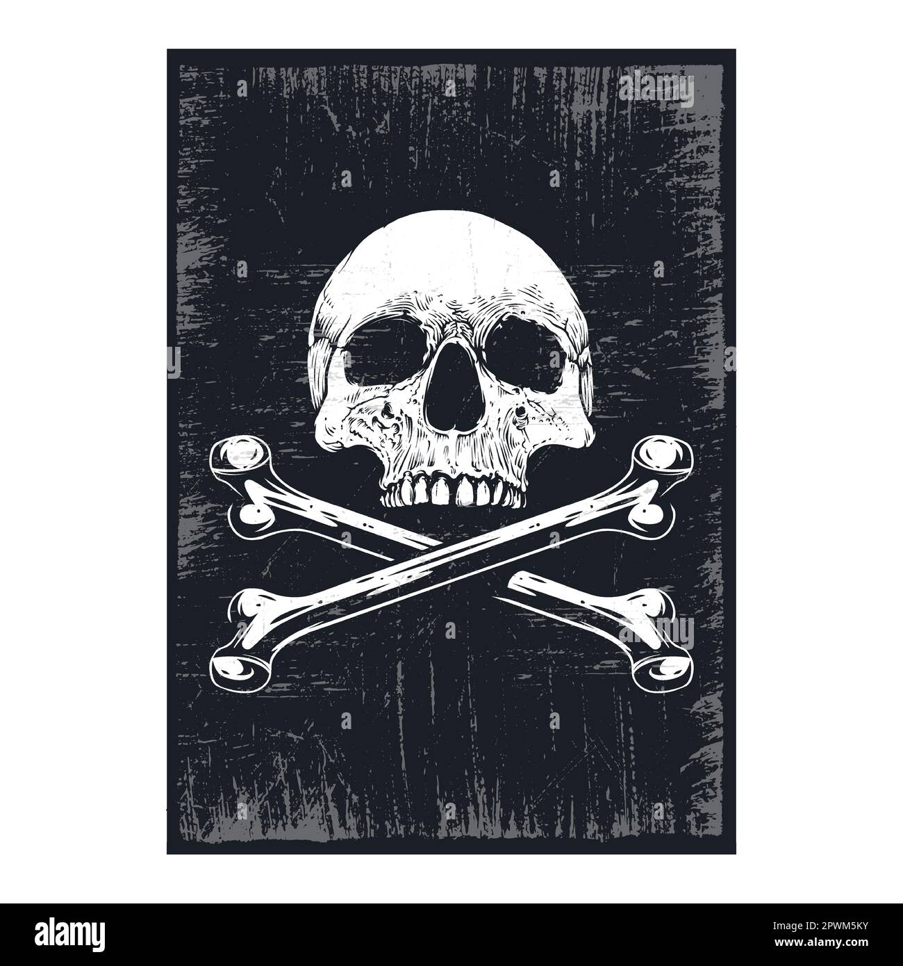 Skull and bone poster design with grunge texture style. Editable ...