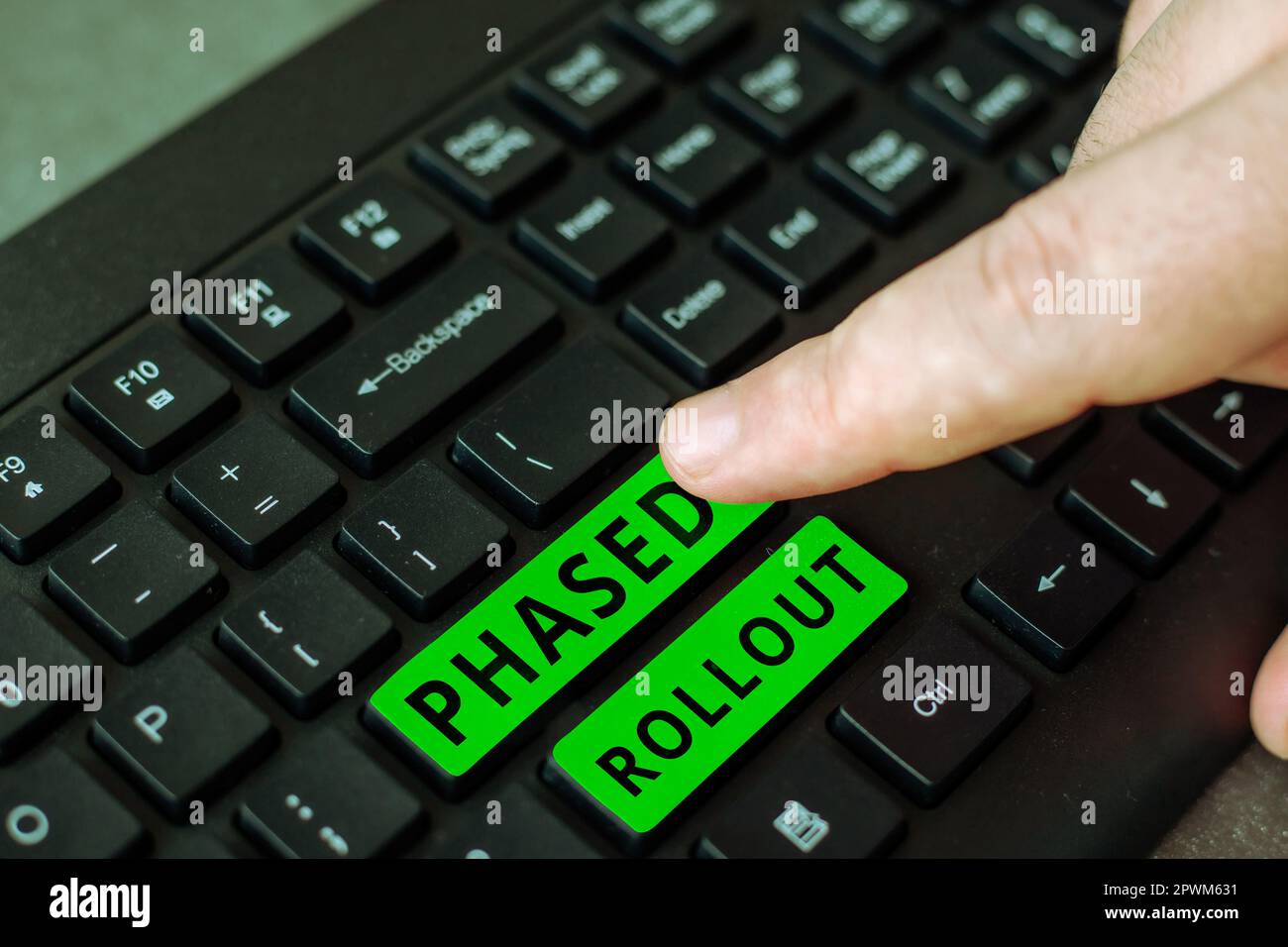 Text sign showing Phased Rollout, Business overview the practice of ...