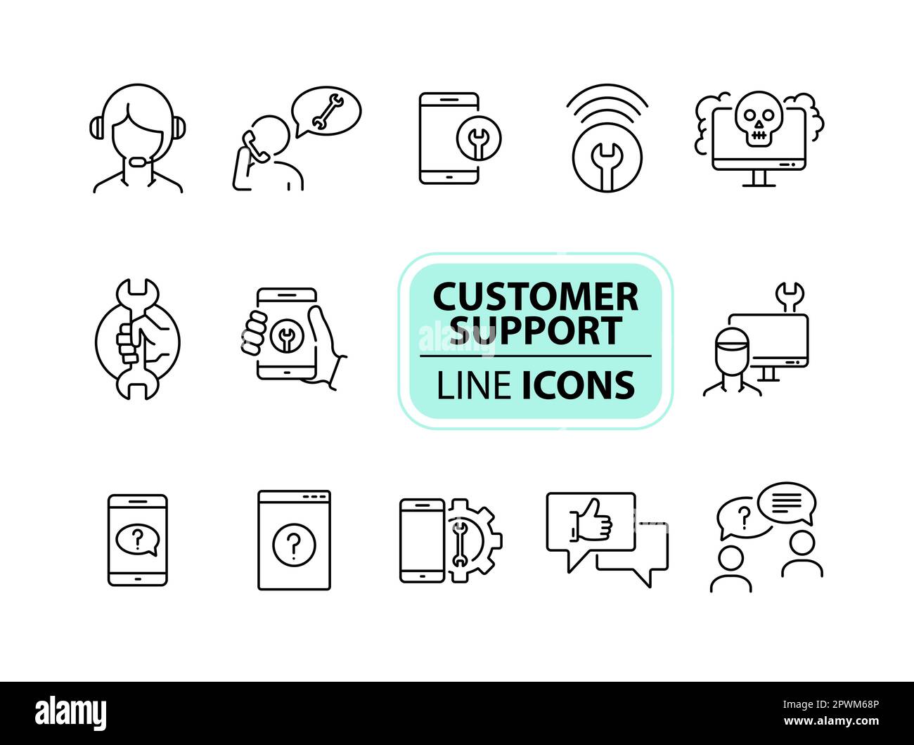Customer support line icon set Stock Vector Image & Art - Alamy