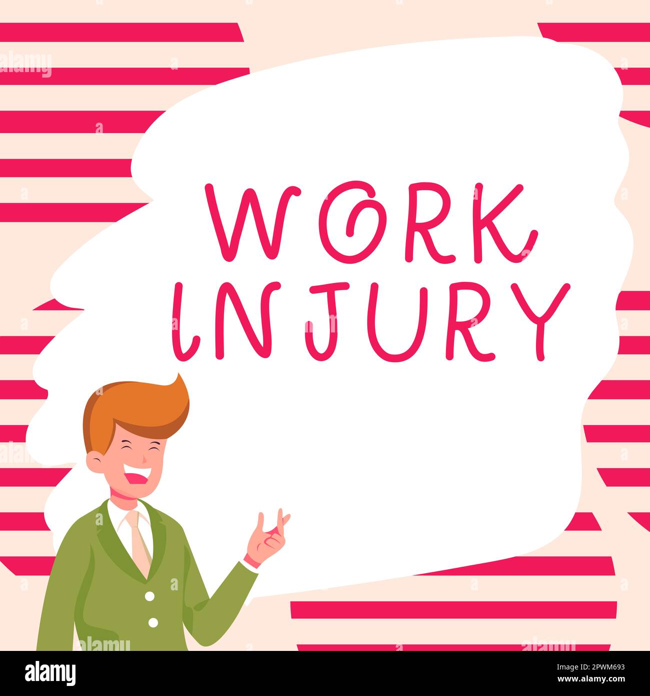 Text caption presenting Work Injury, Internet Concept Accident in job ...