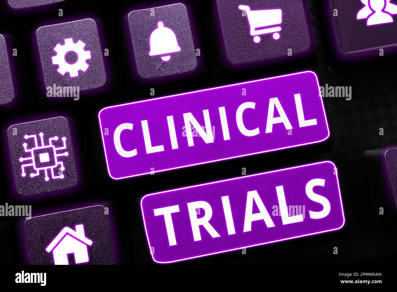 Sign displaying Clinical Trials, Business overview Research ...