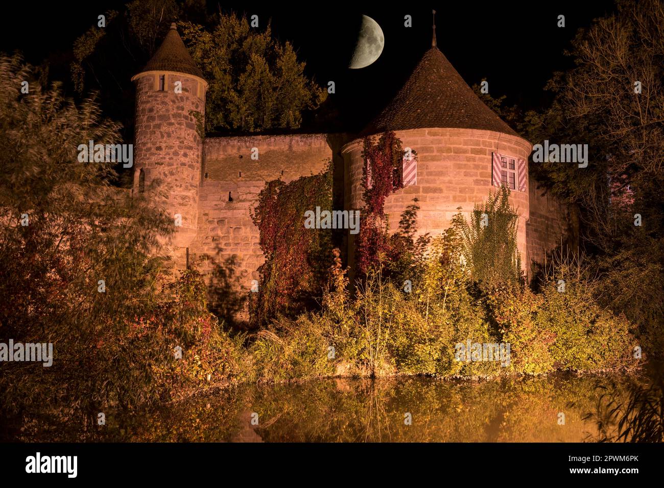 Medieval city defense system in the city wall of Dinkelsbühl, Franconia ...