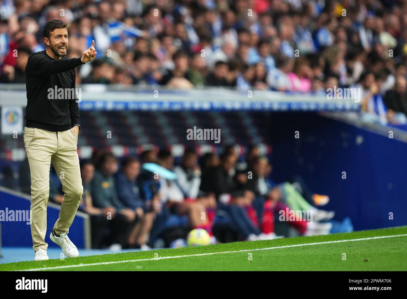RCD Espanyol head coach Luis Garcia during the La Liga match between ...