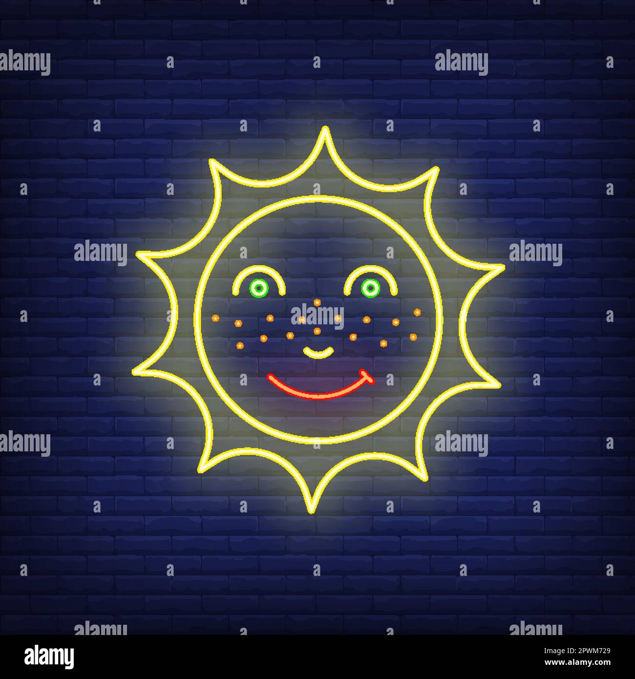Cartoon sun with freckles neon sign Stock Vector Image & Art - Alamy