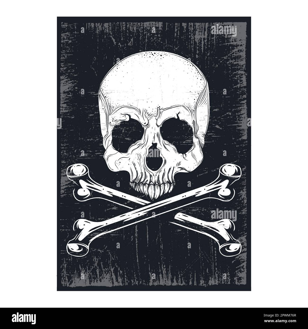 Skull and bone poster design with grunge texture style. Editable ...